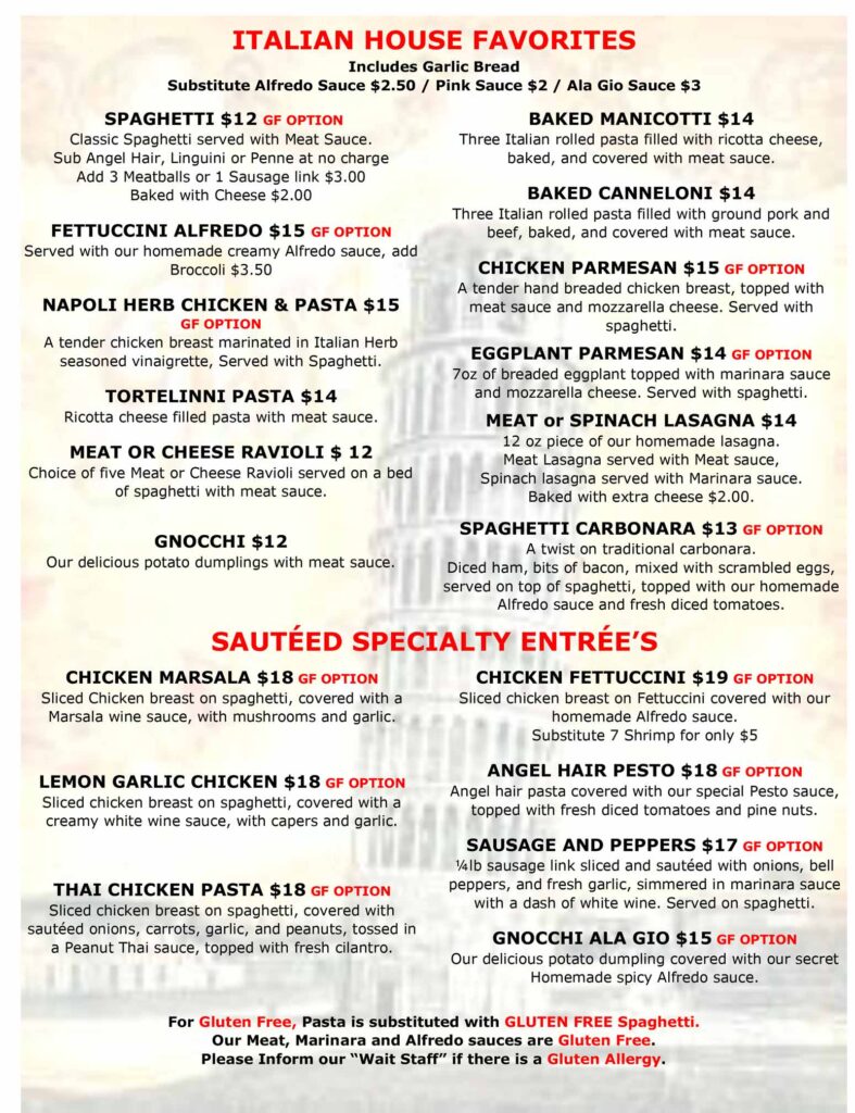 Menu - Giovanni's Pizza and Pasta