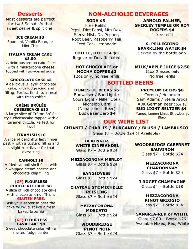 Menu - Giovanni's Pizza and Pasta